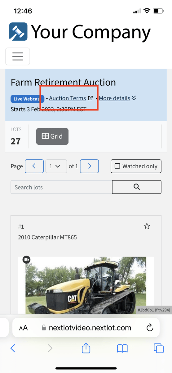 How to Bid in a Webcast Auction (Mobile)